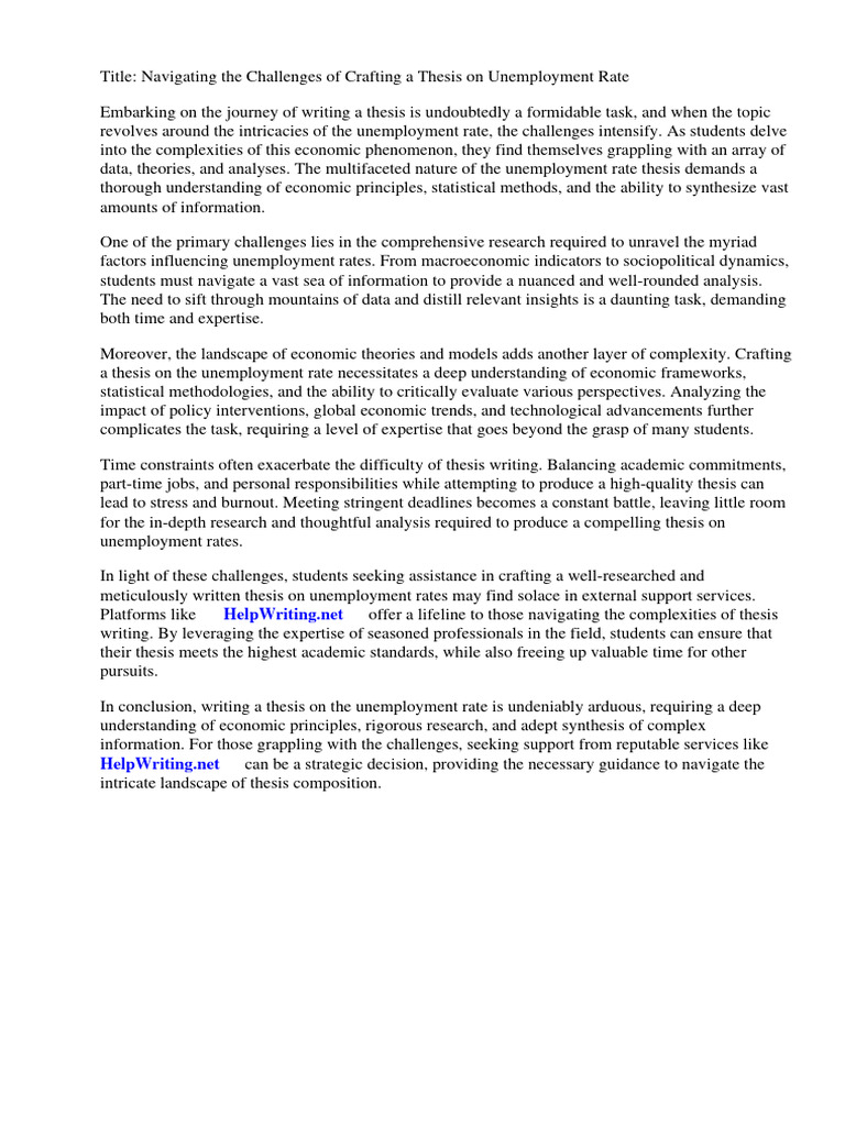 Unemployment Rate Thesis Statement | PDF