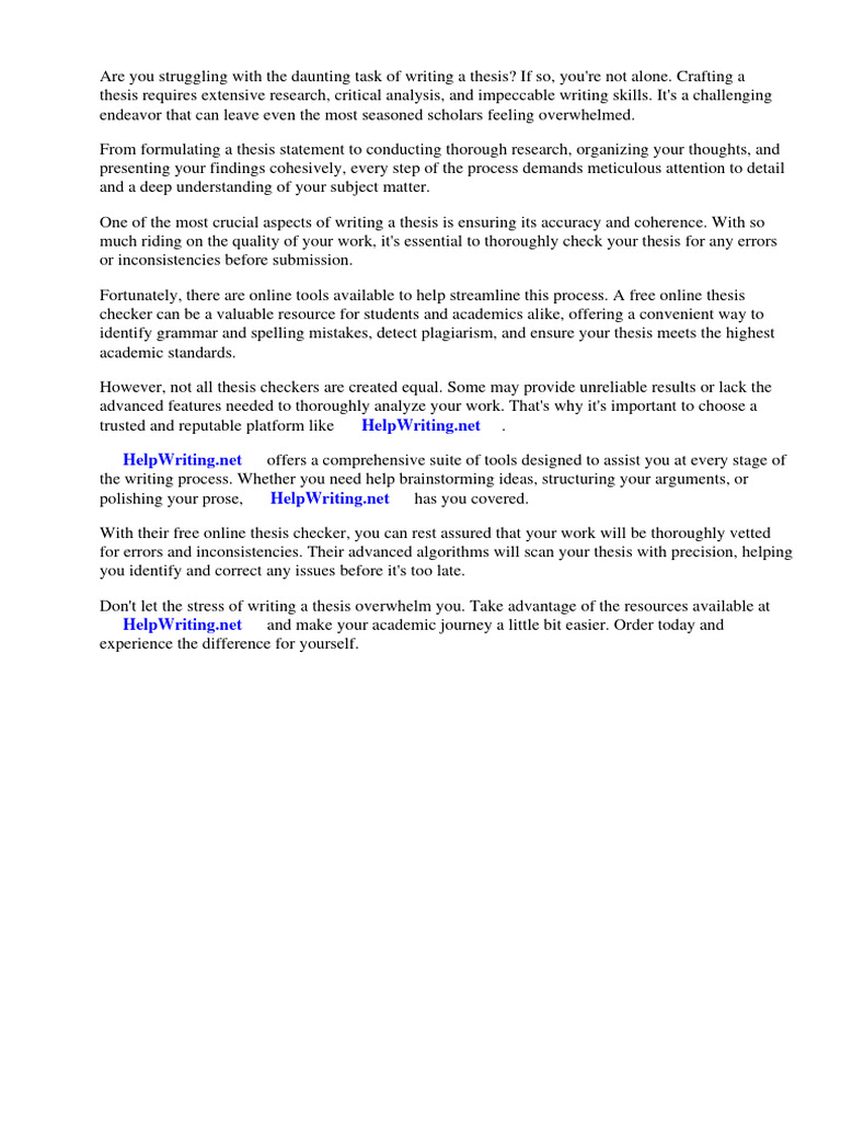 Free Online Thesis Checker | PDF | Thesis | Proofreading