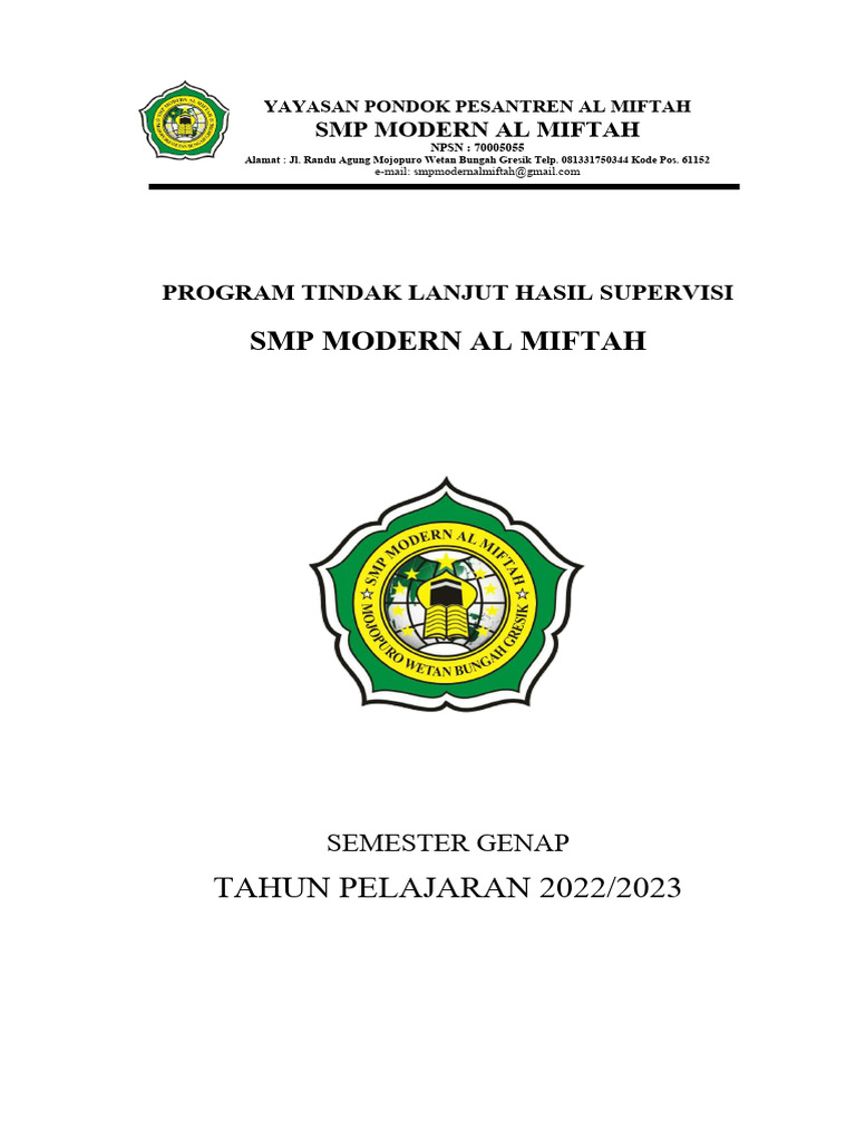 Program Tindak Lanjut Supervisi KS | PDF