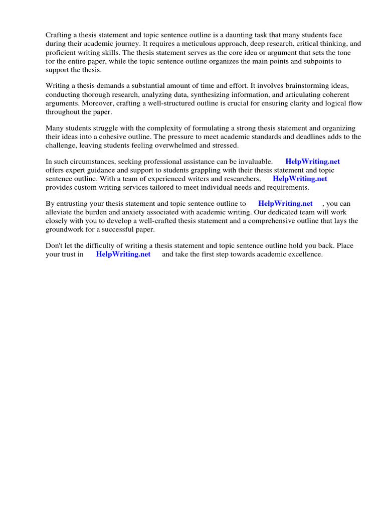 Thesis Statement and Topic Sentence Outline | PDF | Thesis | Essays