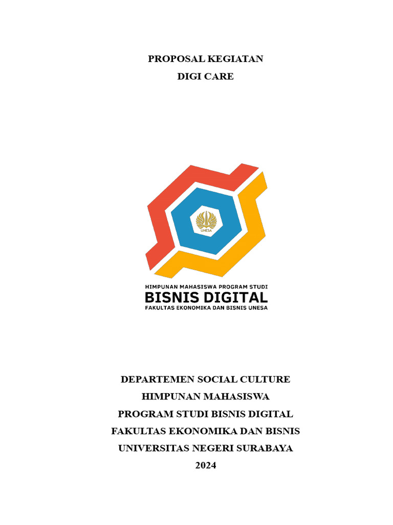 Proposal Kegiatan Digi Care Unesa 2024 | PDF
