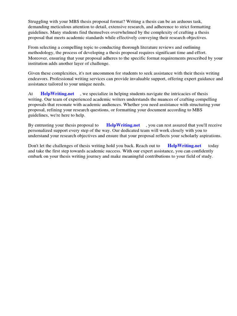 Mbs Thesis Proposal Format | PDF | Investing | Stocks