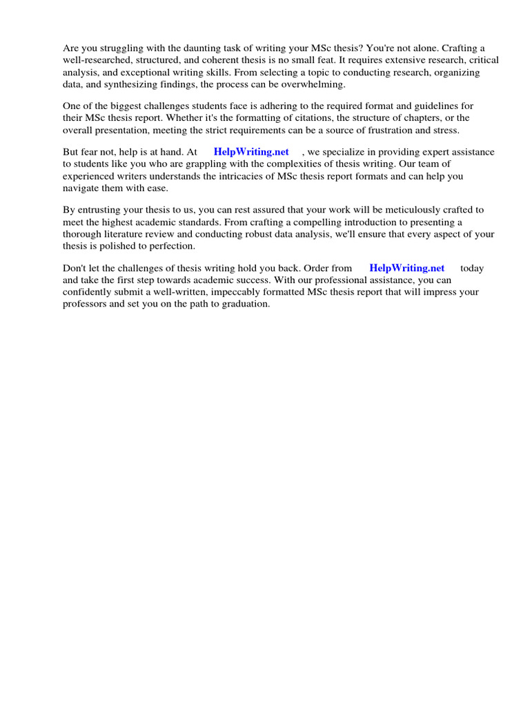 MSC Thesis Report Format | PDF | Thesis | Waste