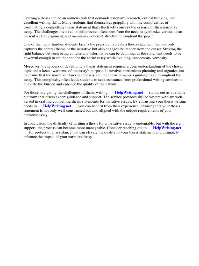 Example Narrative Essay With Thesis Statement | PDF | Essays
