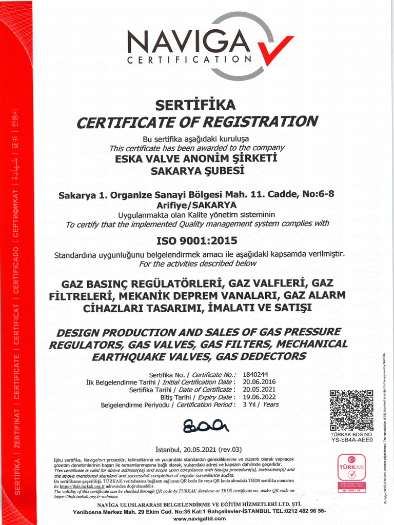 Iso 9001 Eska Valve | PDF