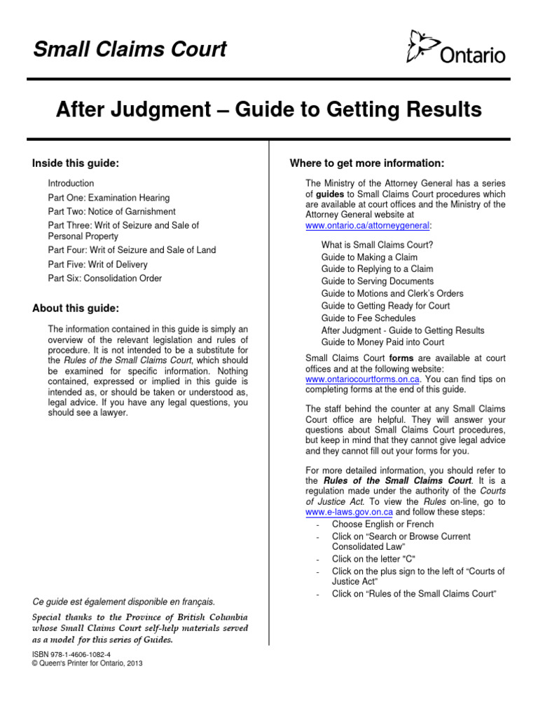 After Judgement Guide To Getting Results EN | PDF | Garnishment ...