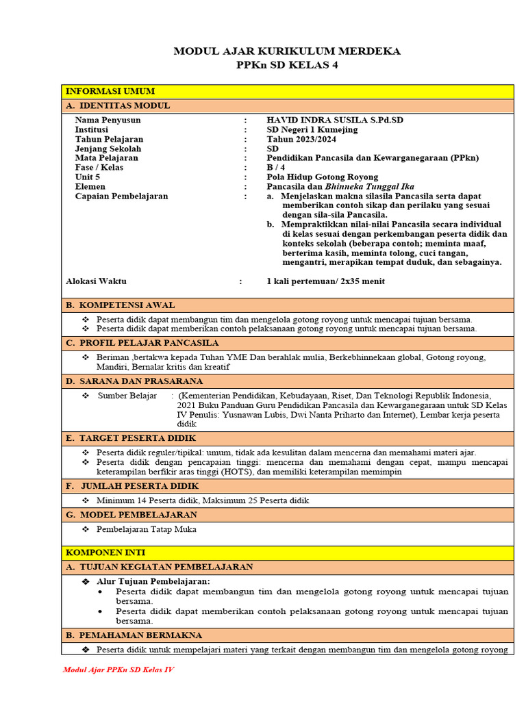5. Modul Ajar PPKn BAB 5 | PDF