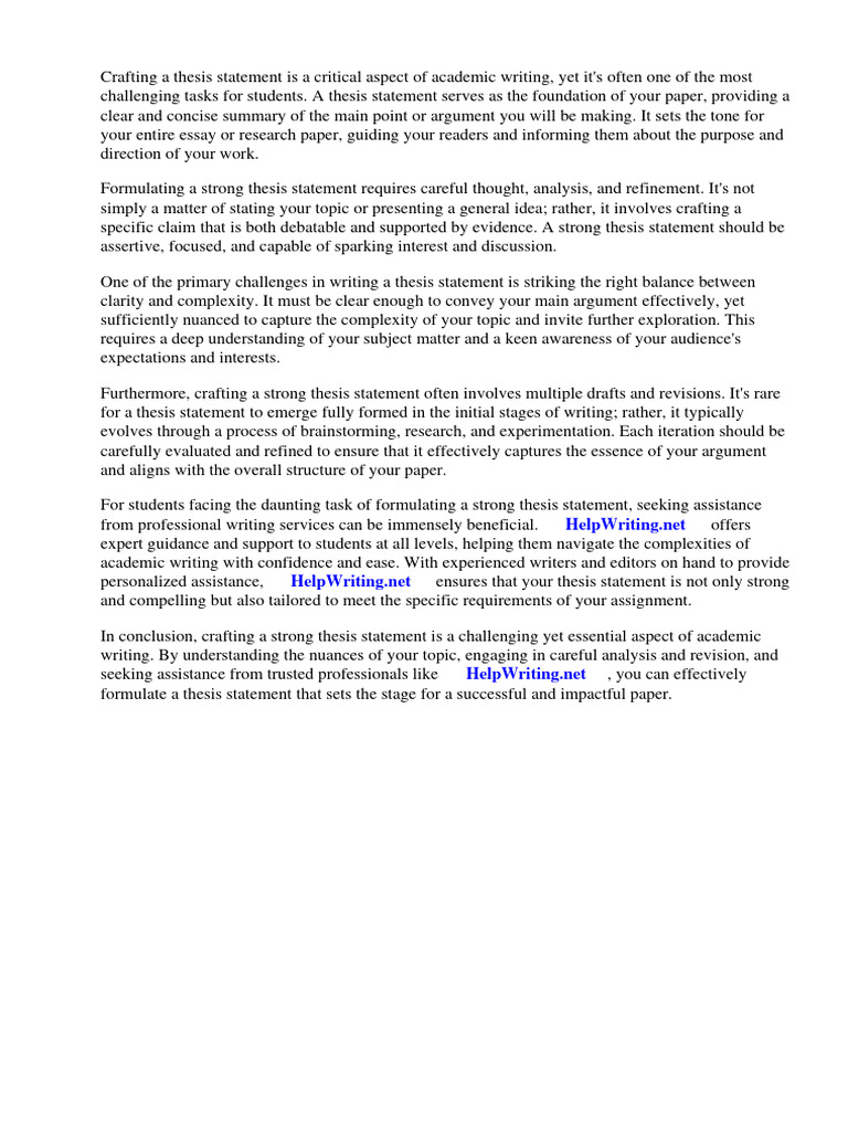 How To Formulate A Strong Thesis Statement | PDF | Essays | Thesis