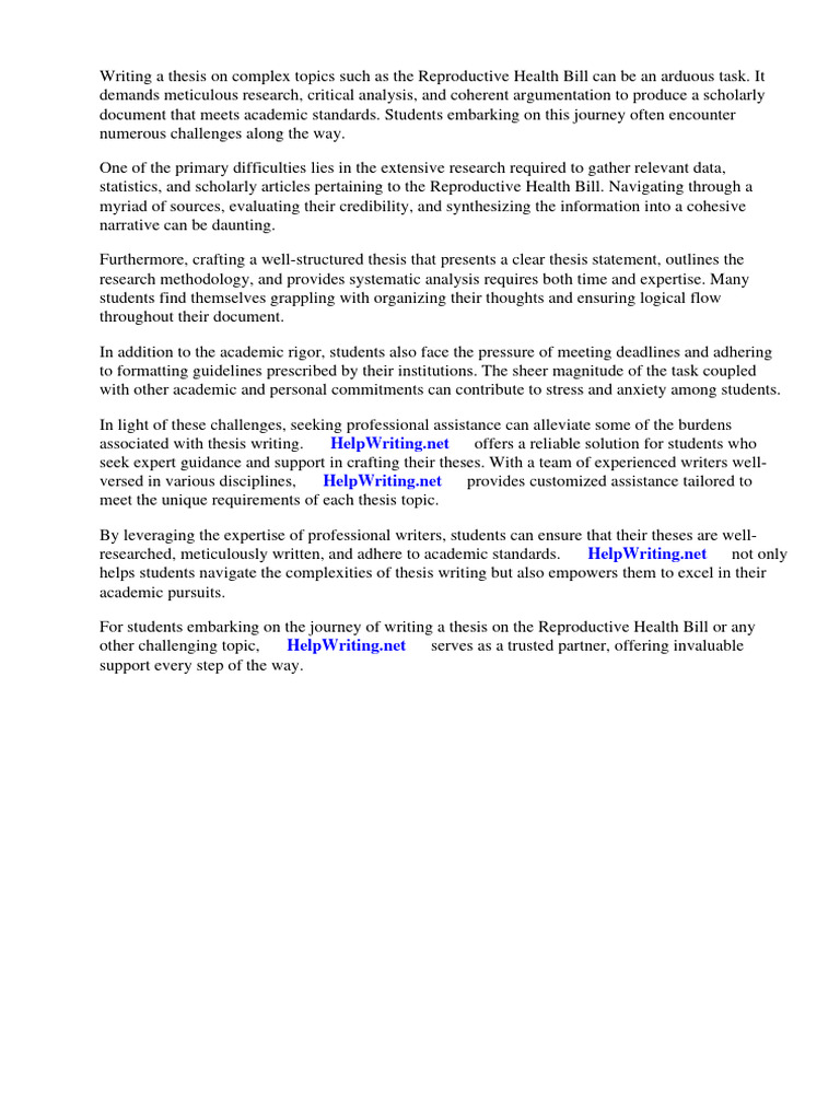 Sample Thesis on Reproductive Health Bill | PDF | Birth Control ...