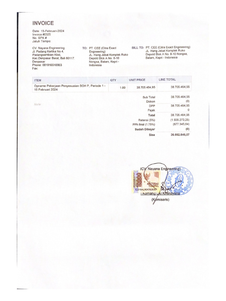 Invoice Opmame Nayana Feb 2024-4 | PDF