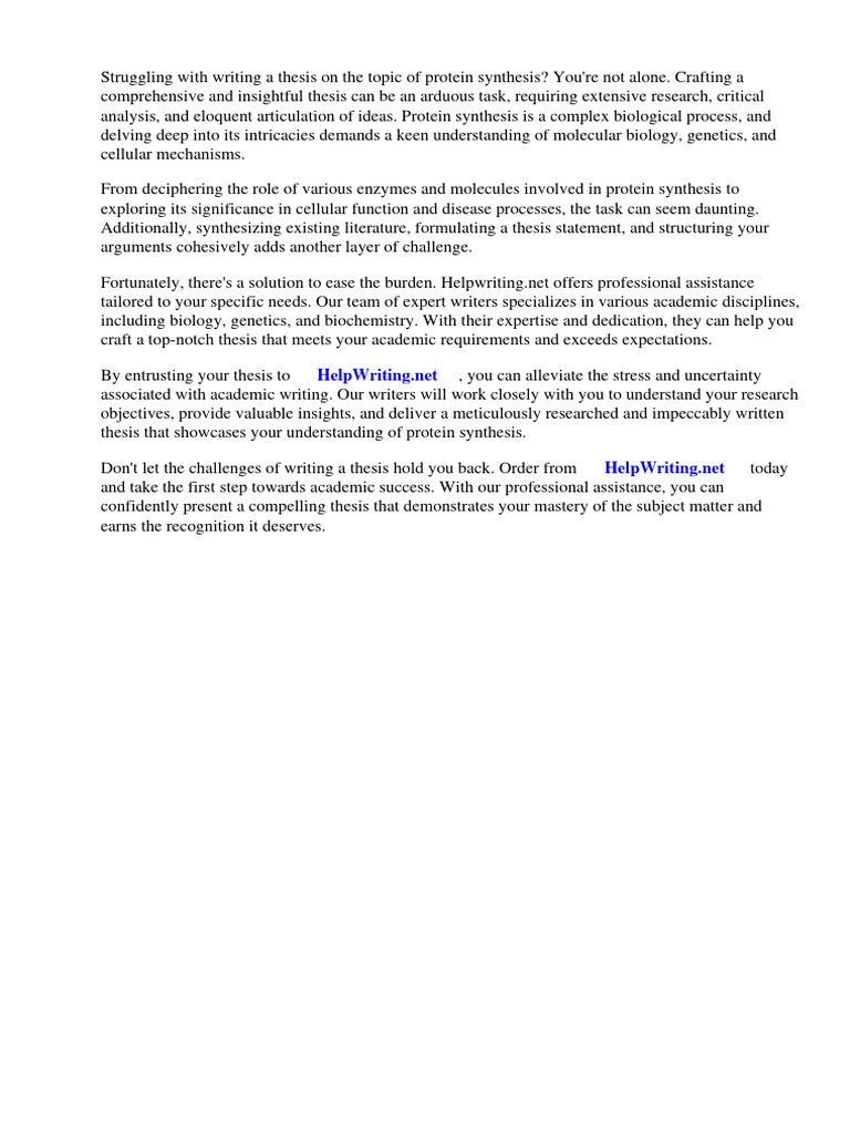 Essay Based On Protein Synthesis | PDF | Translation (Biology) | Rna