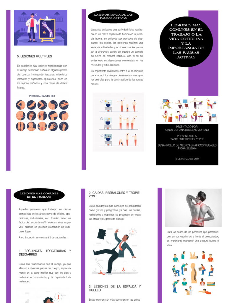 Evidencia GA5-230101507-AA4-EV01 - Folleto de Lesiones Más Comunes en El Trabajo o Vida ...
