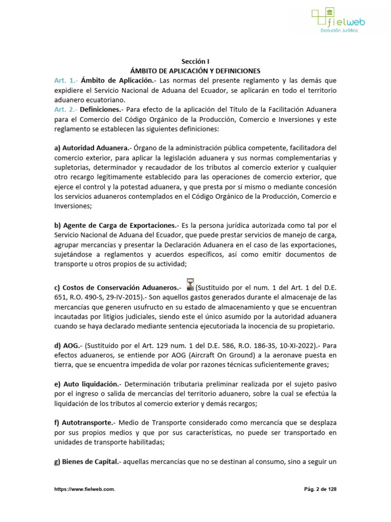 Reglamento Al Titulo de La Facilitacion Aduanera para El Comercio Del ...