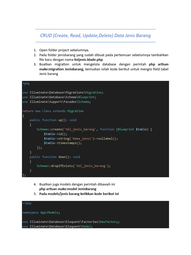 Toturial CRUD Data Jenis Barang | PDF | Komputer