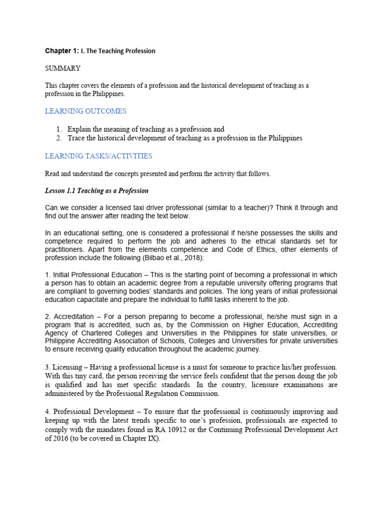 Chapter 1 Teaching Prof Handout | PDF | Teachers | Profession