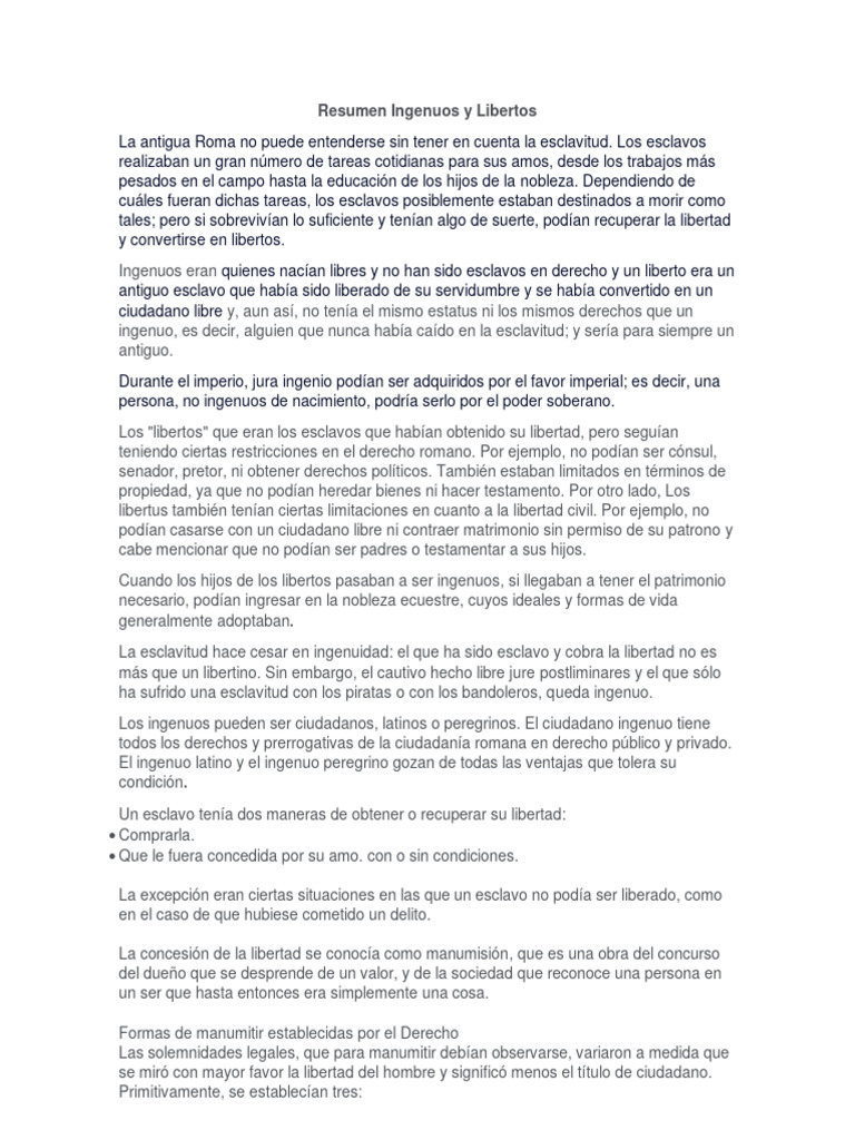 Ingenuos y Libertos en Roma | PDF | Freedman | Esclavitud
