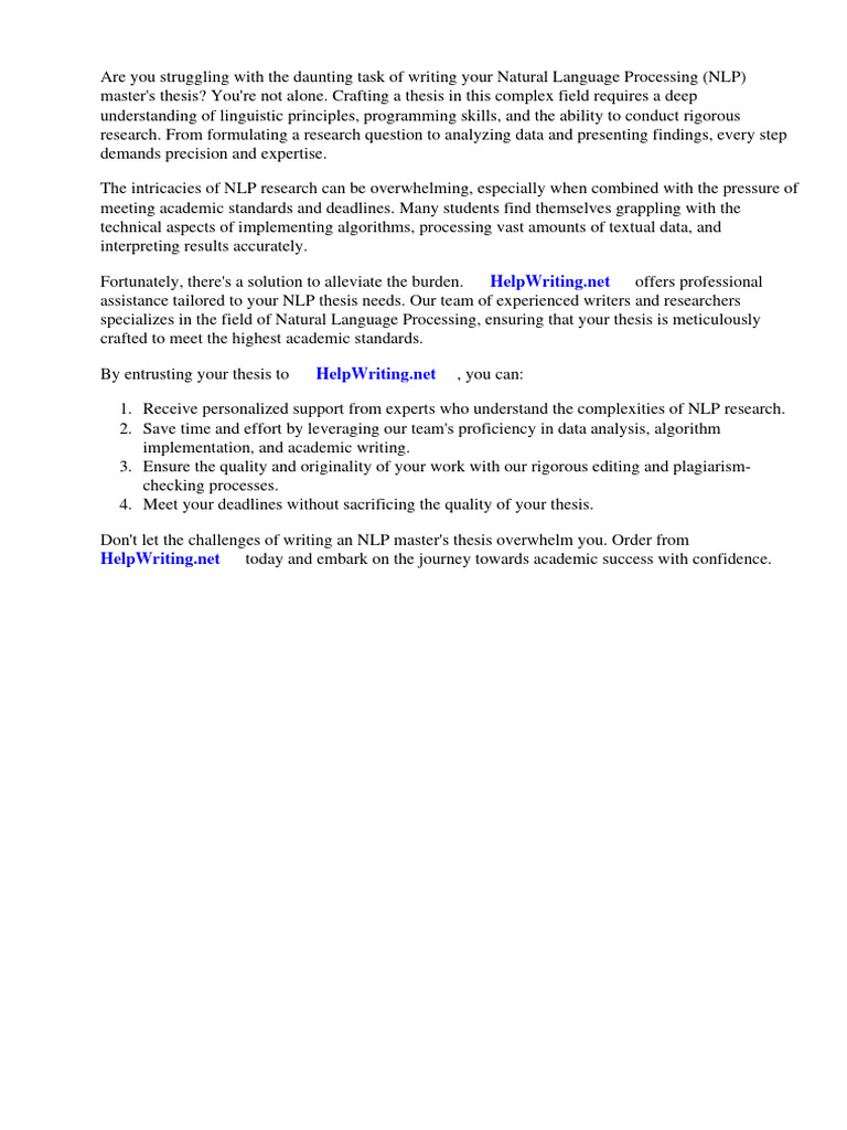 Natural Language Processing Master Thesis Pdf Parsing Linguistics
