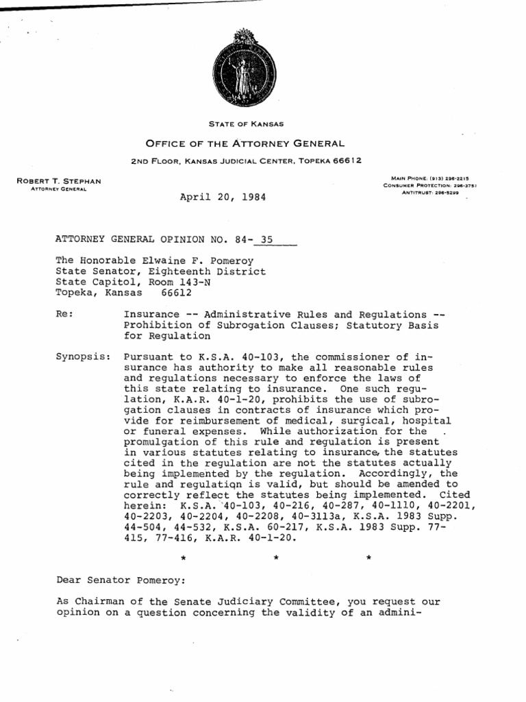 1984 035 | PDF | Subrogation | Insurance