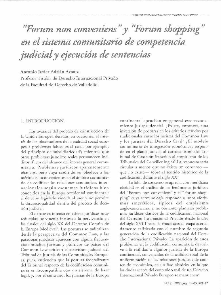 Forum Non Conveniens Y Forum Shopping Pdf Judicaturas Jurisdicción