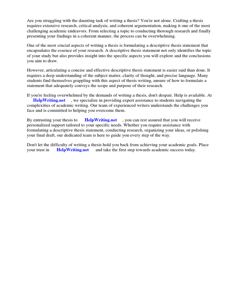 Mastering Descriptive Thesis Writing | PDF | Essays | Thesis