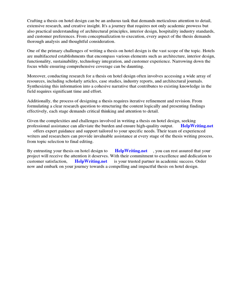 Thesis Hotel Design | PDF | Hotel | Thesis