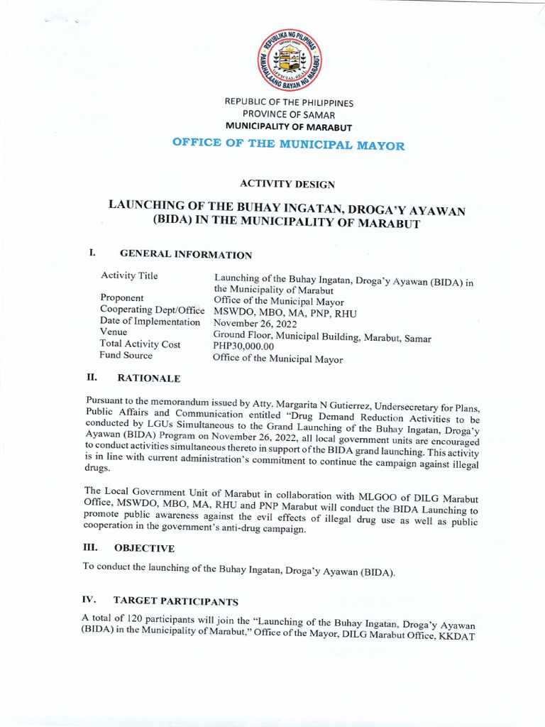 Activity Design BIDA 2022 | PDF