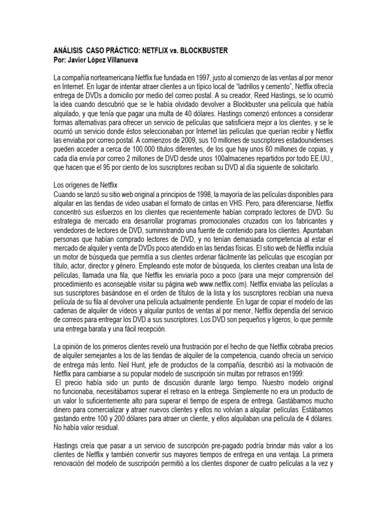 Lectura Netflix Vrs Blockbuster | PDF | Netflix | Vídeo a la carta