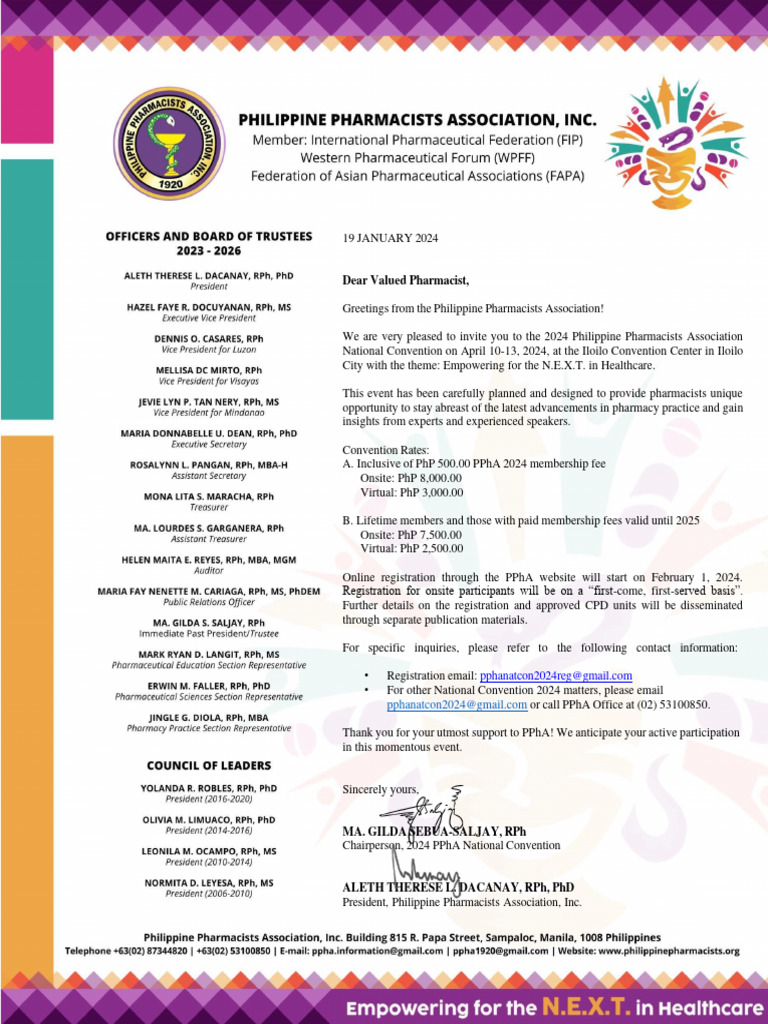 Ppha 2024 Natcon Letter of Invitation | PDF | Health Care | Pharmacy
