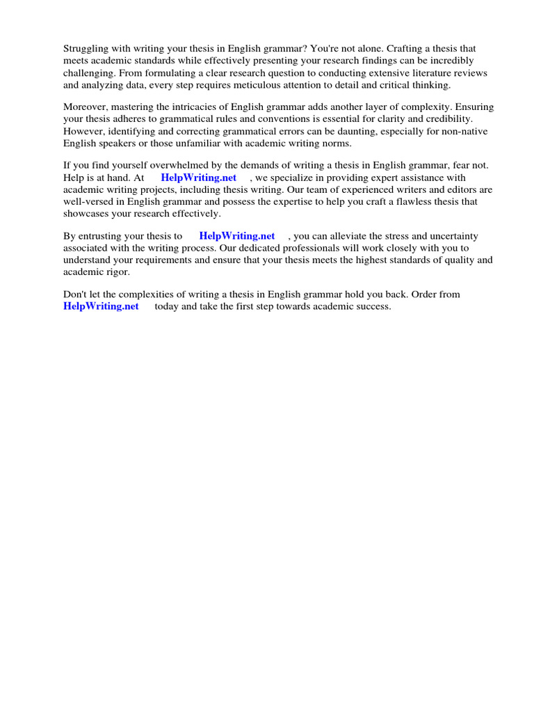 Sample Thesis in English Grammar | PDF | Thesis | Citation