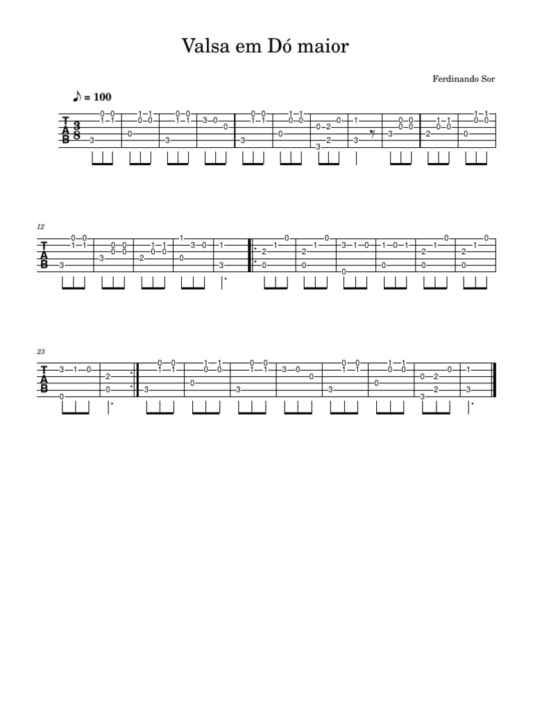 Valsa em Dó Maior - Acordes e Tablatura | PDF