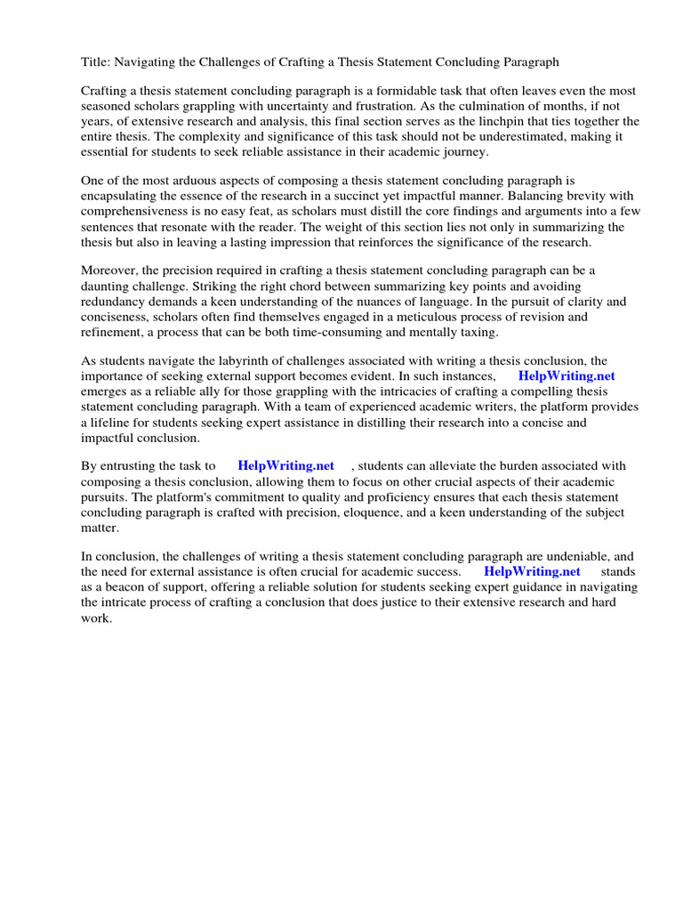 Thesis Statement Concluding Paragraph | PDF | Essays | Thought