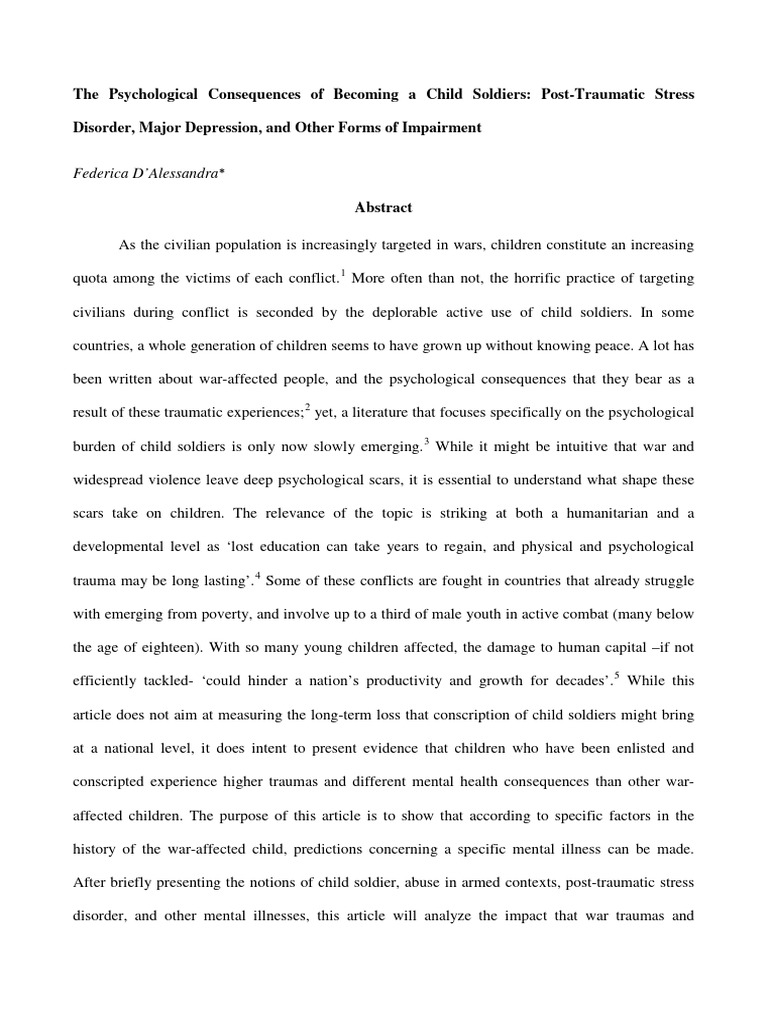 Impact of Child Soldiering on Mental Health | PDF | Psychological ...