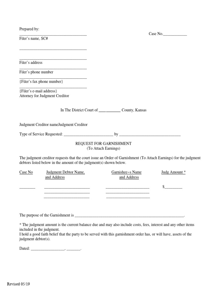 Wage Garnishment Packet | PDF | Garnishment | Judgment (Law)