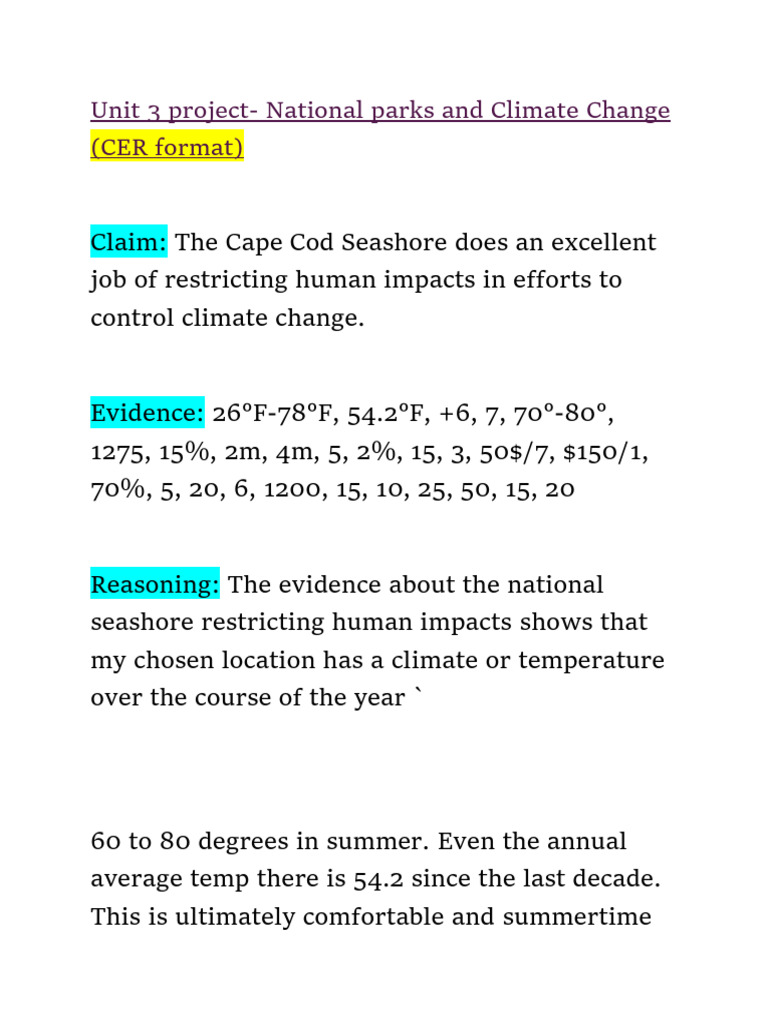 Unit 3 Project - National Parks and Climate Change | PDF | Coast ...
