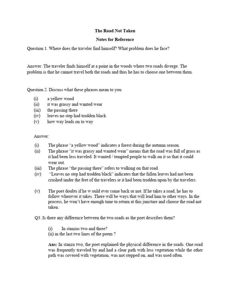 Analysis of "The Road Not Taken" | PDF | Art | Poetry