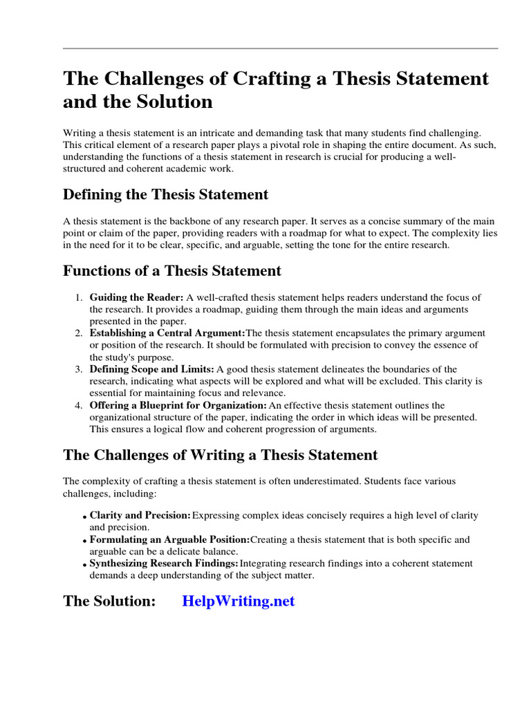 Crafting an Effective Thesis Statement | PDF