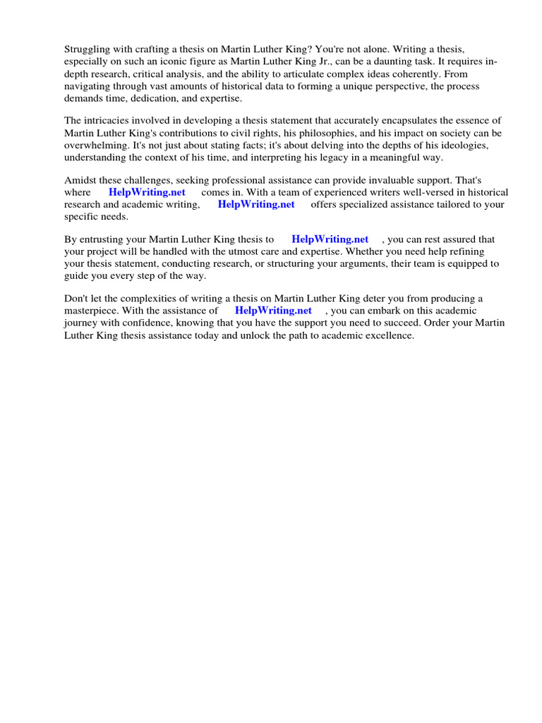 Martin Luther King Thesis Statement | PDF | Martin Luther King Jr. | Rosa Parks