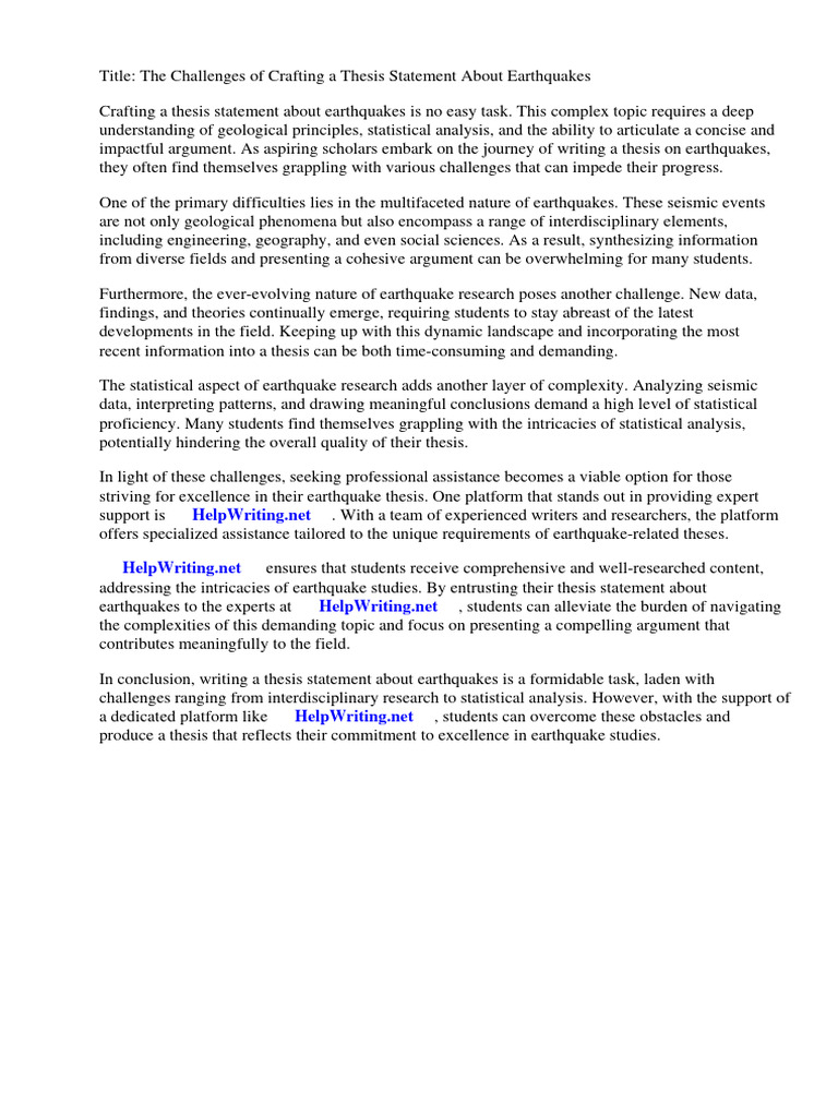 Thesis Challenges in Earthquake Studies | PDF | Earthquakes | Earth