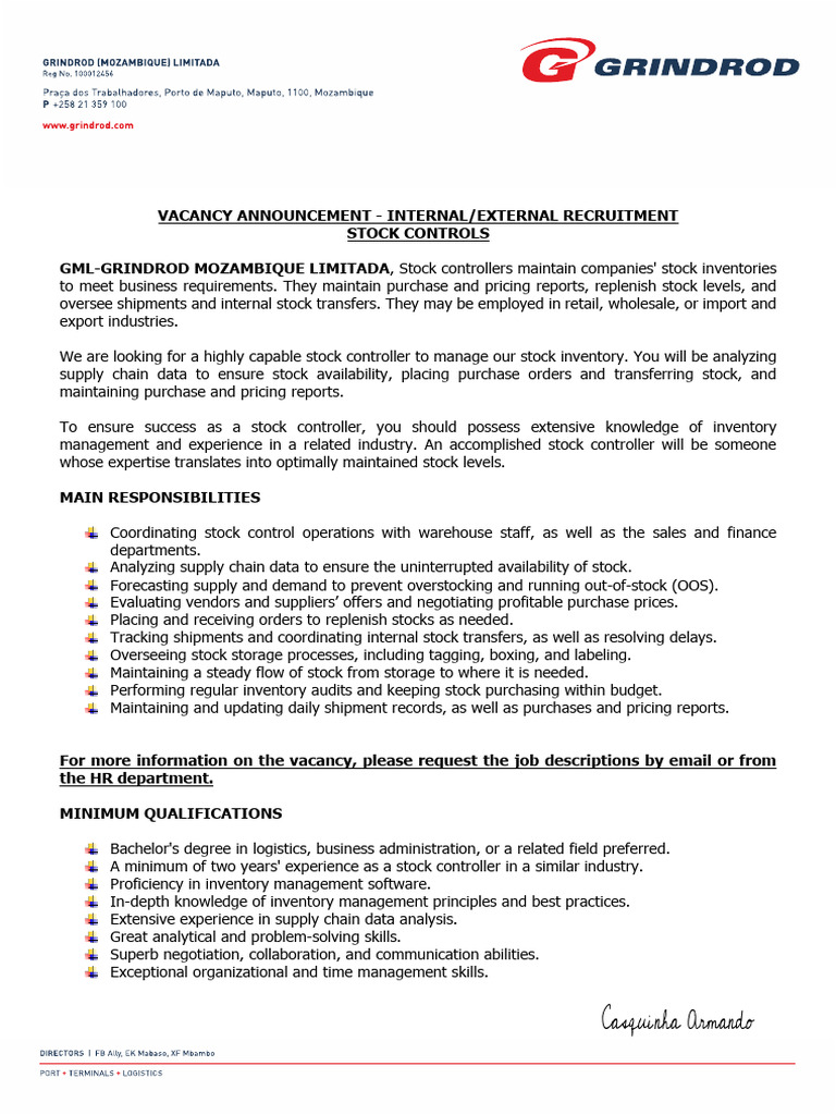 Adverts Annoucement GML Stock Controls ENG February 2024 | PDF ...