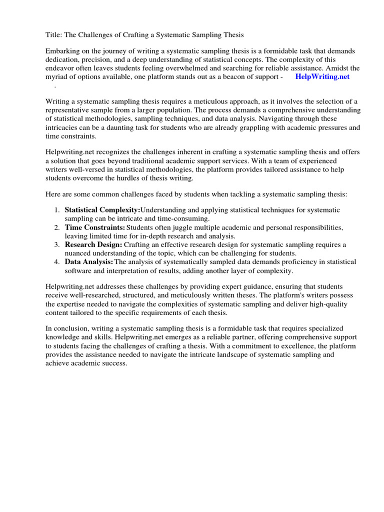 Systematic Sampling Thesis | PDF | Sampling (Statistics) | Randomness