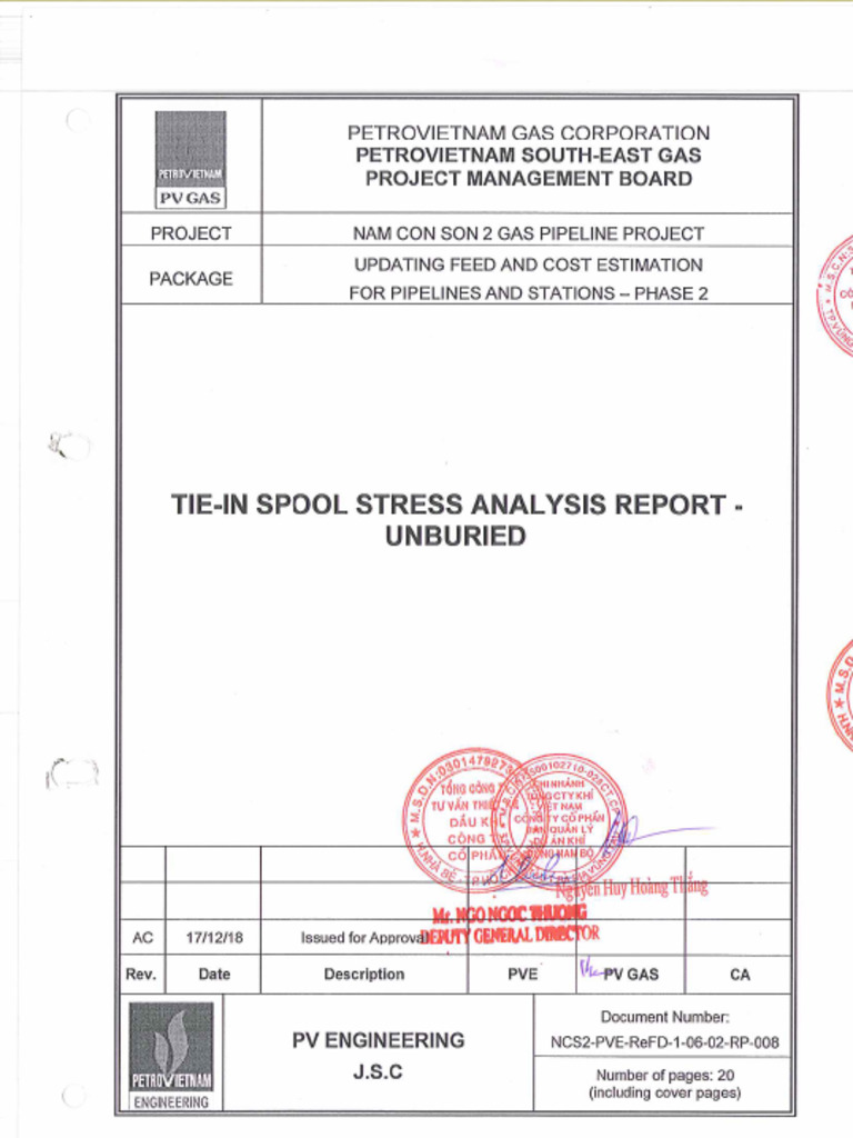 37.NCS2-PVE-ReFD-1!06!02-RP-008 - Tie-In Spool Stress Analysis Report - Unburied - Rev AC | PDF