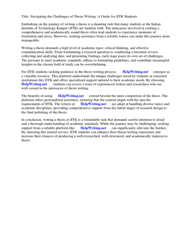Thesis Guide Iitk | PDF | Thesis | Science