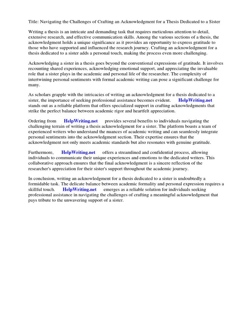 Acknowledgement Thesis Sister | PDF | Cognition | Learning
