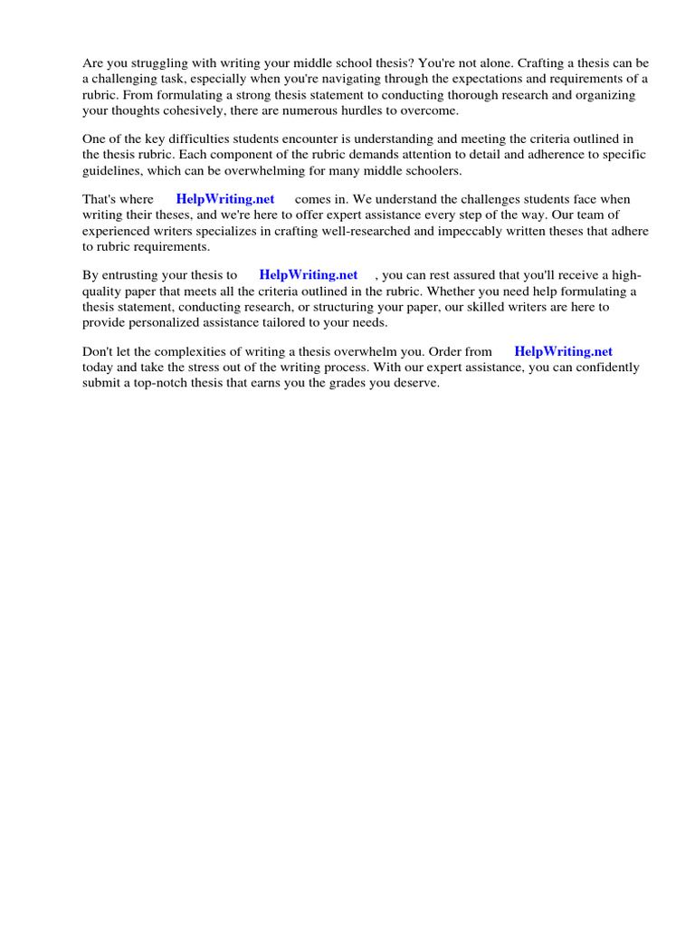 Thesis Rubric Middle School | PDF | Rubric (Academic) | Thesis Thesis Rubric Middle School | PDF | Rubric (Academic) | Thesis