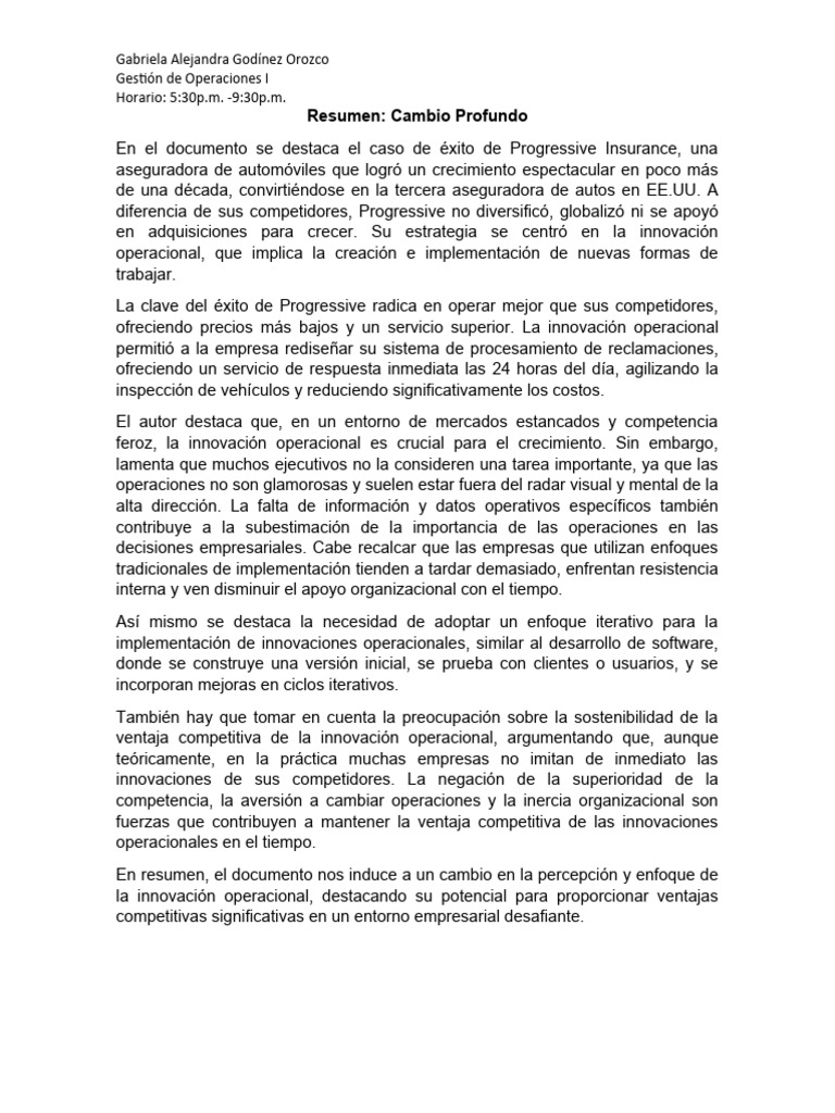 Resumen Cambio Profundo | PDF | Innovación | Procesos de negocio