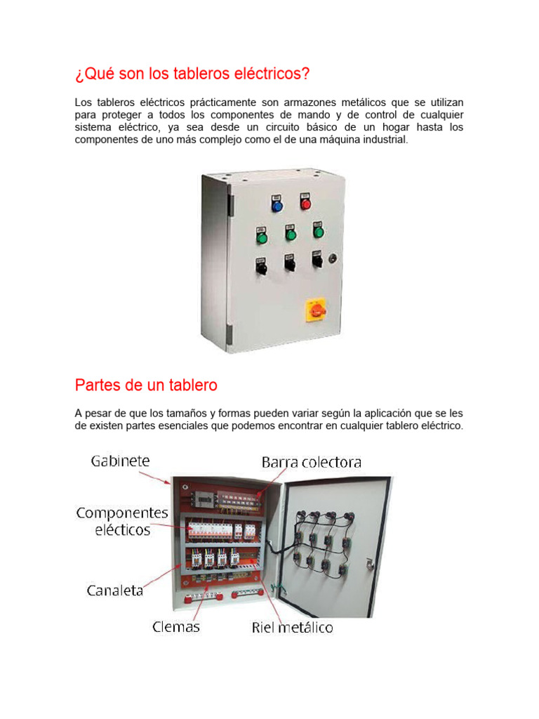Partes y tipos de tableros eléctricos | PDF | Ingenieria Eléctrica ...