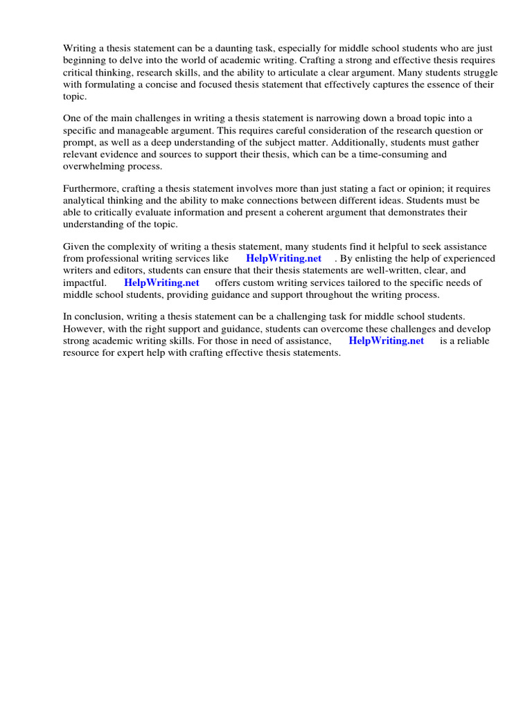 Writing A Thesis Statement Middle School Worksheets | PDF | Essays | Thesis