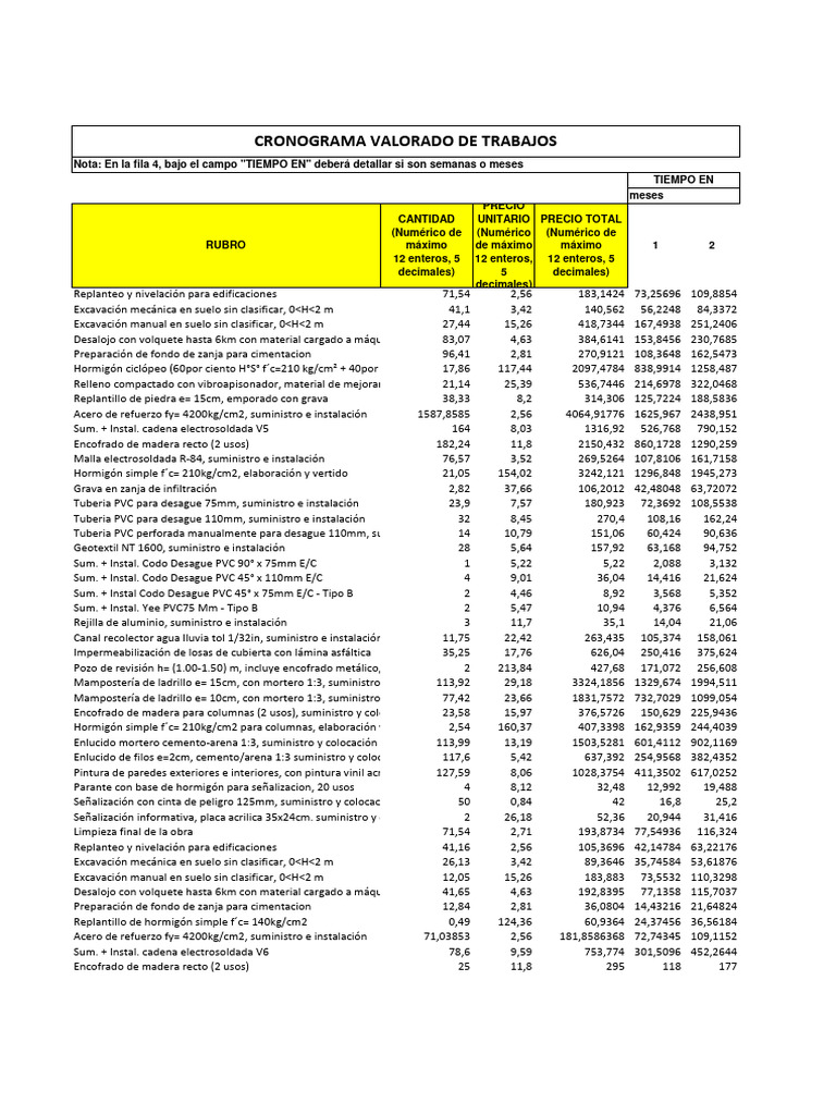 Cronograma Oferente | PDF