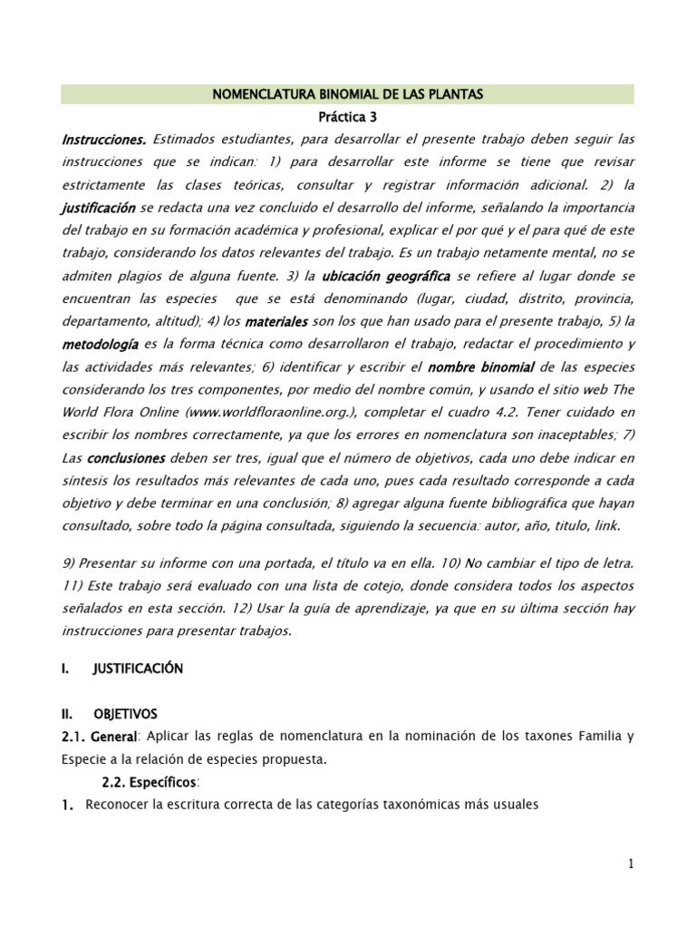 Tarea - Nomenclatura Binomial | PDF