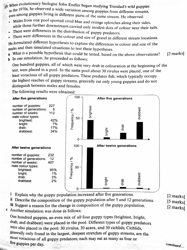 Variation and Natural Selection Questions | PDF